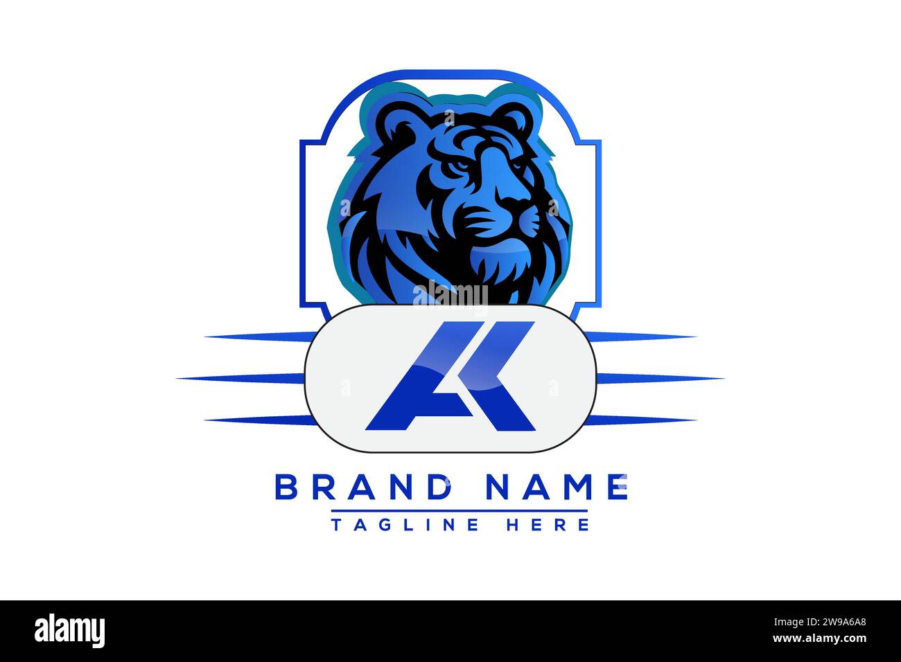 AK Tiger logo Blue Design. Vector logo design for business Stock Vector ...