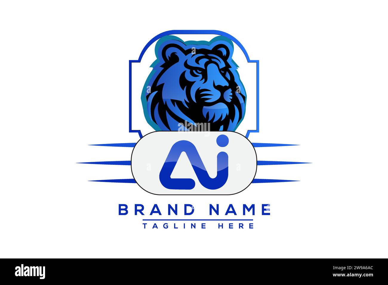 Ai Tiger logo Blue Design. Vector logo design for business Stock Vector ...