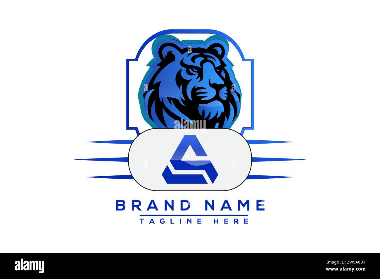AS Tiger logo Blue Design. Vector logo design for business Stock Vector ...