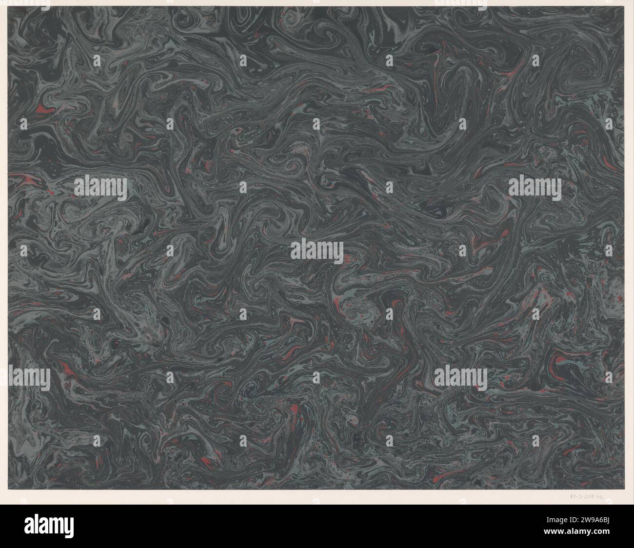 Fantasy marble in two shades of blue and red on blue paper, anonymous ...