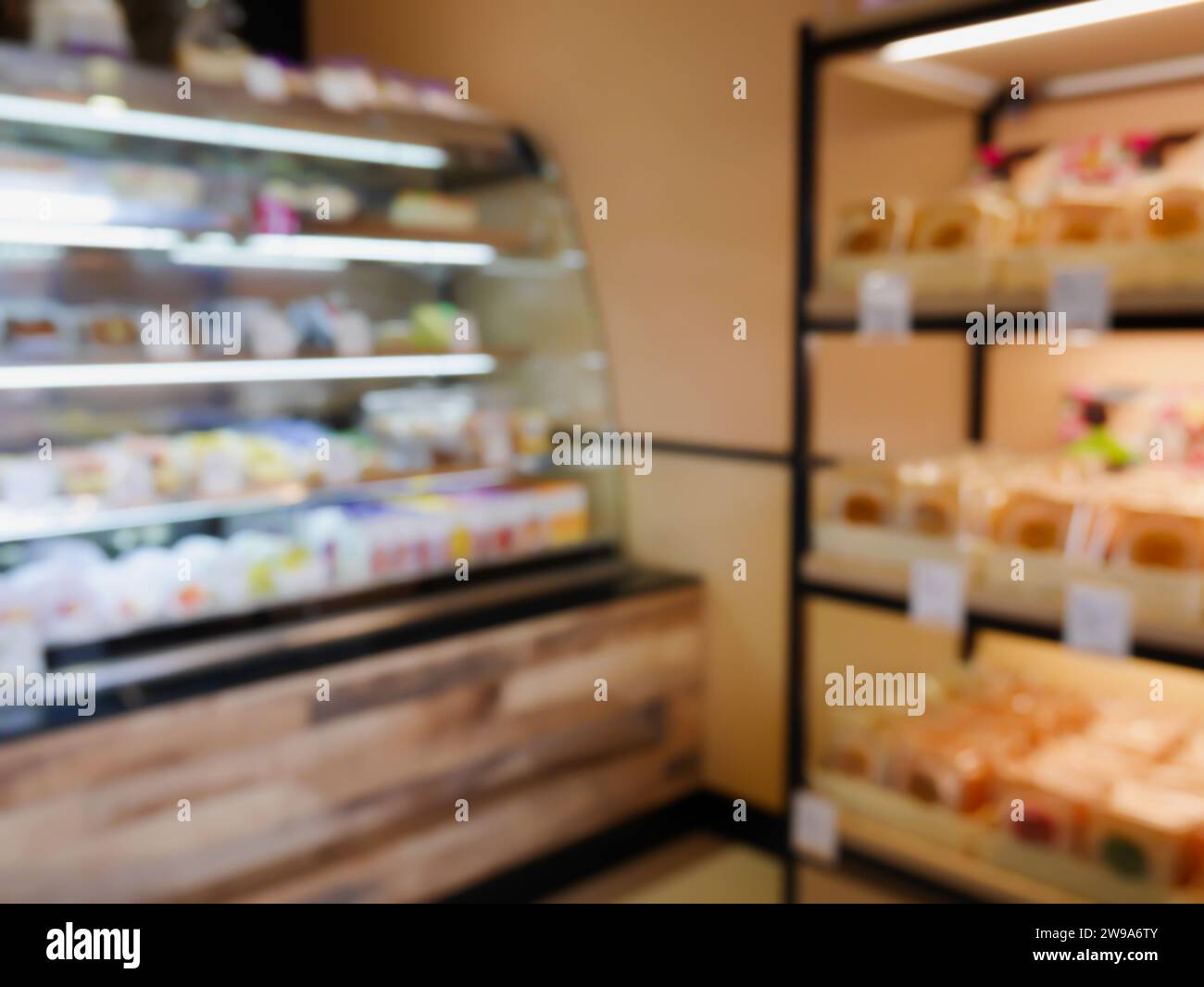 bakery shop blurred for background Stock Photo - Alamy