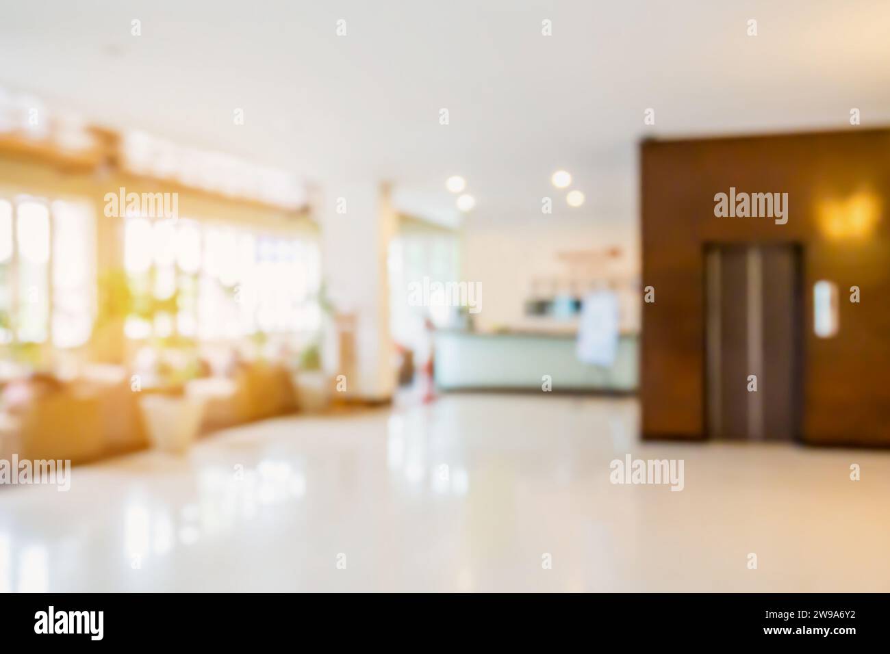 hotel reception lobby blur background Stock Photo - Alamy