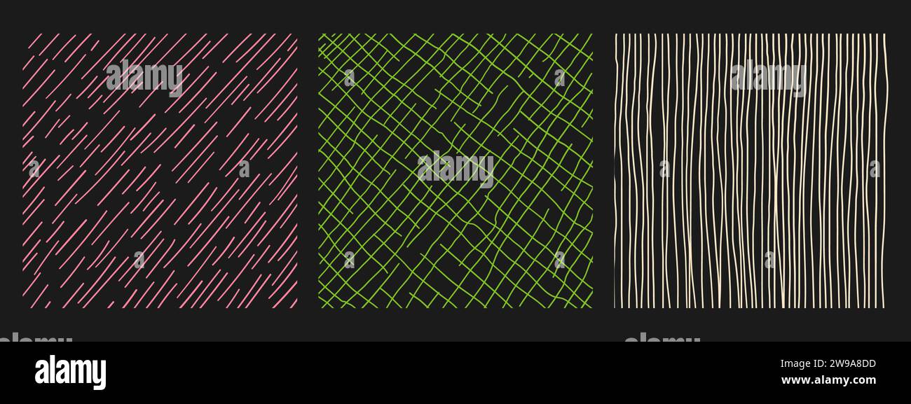 Set of hand drawn pencil line texture with different patterns. Trendy ...