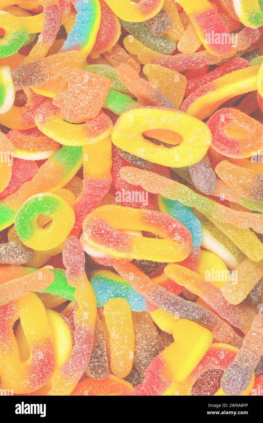 Assorted gummy candies. Top view. Jelly sweets Stock Photo - Alamy