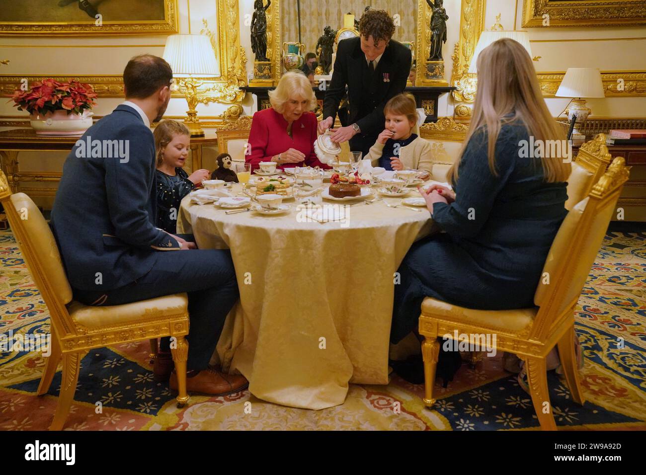 Queen Camilla Takes Tea With Seven Year Old Olivia Taylor From Sidcup