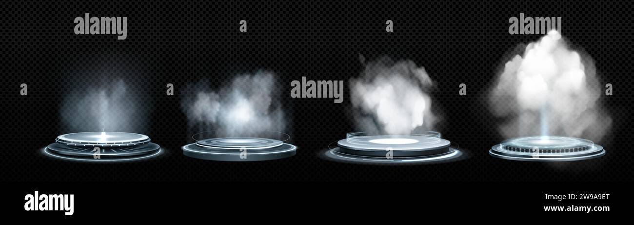 White neon game portal with smoke and glow effect. Realistic vector ...