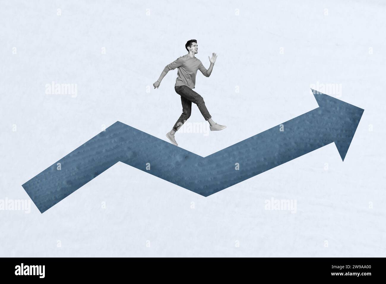 Creative collage picture illustration monochrome effect excited happy ...