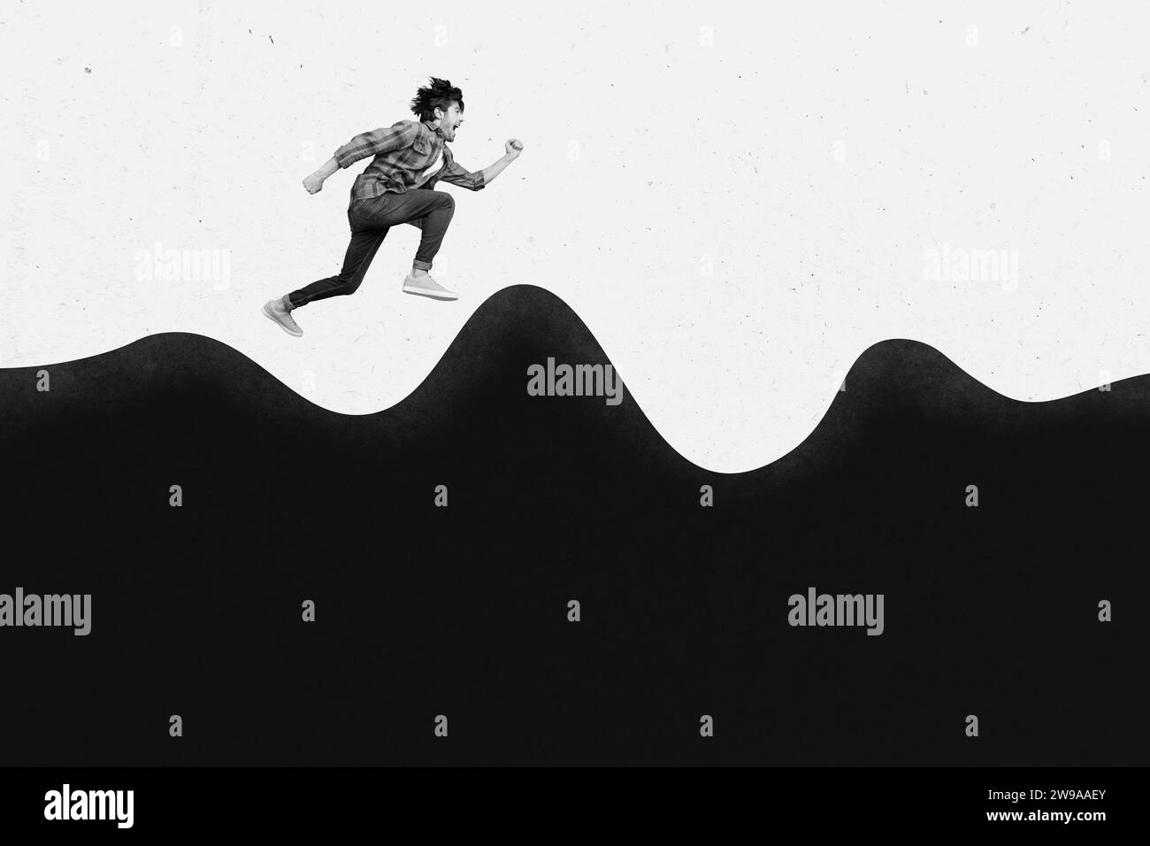 Creative collage image illustration monochrome effect excited crazy ...