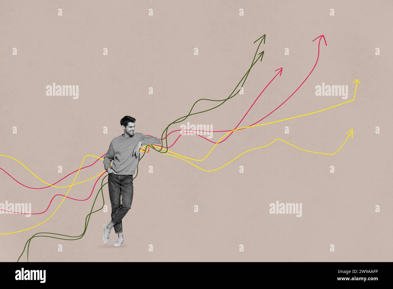 Creative collage picture illustration black white effect beautiful ...