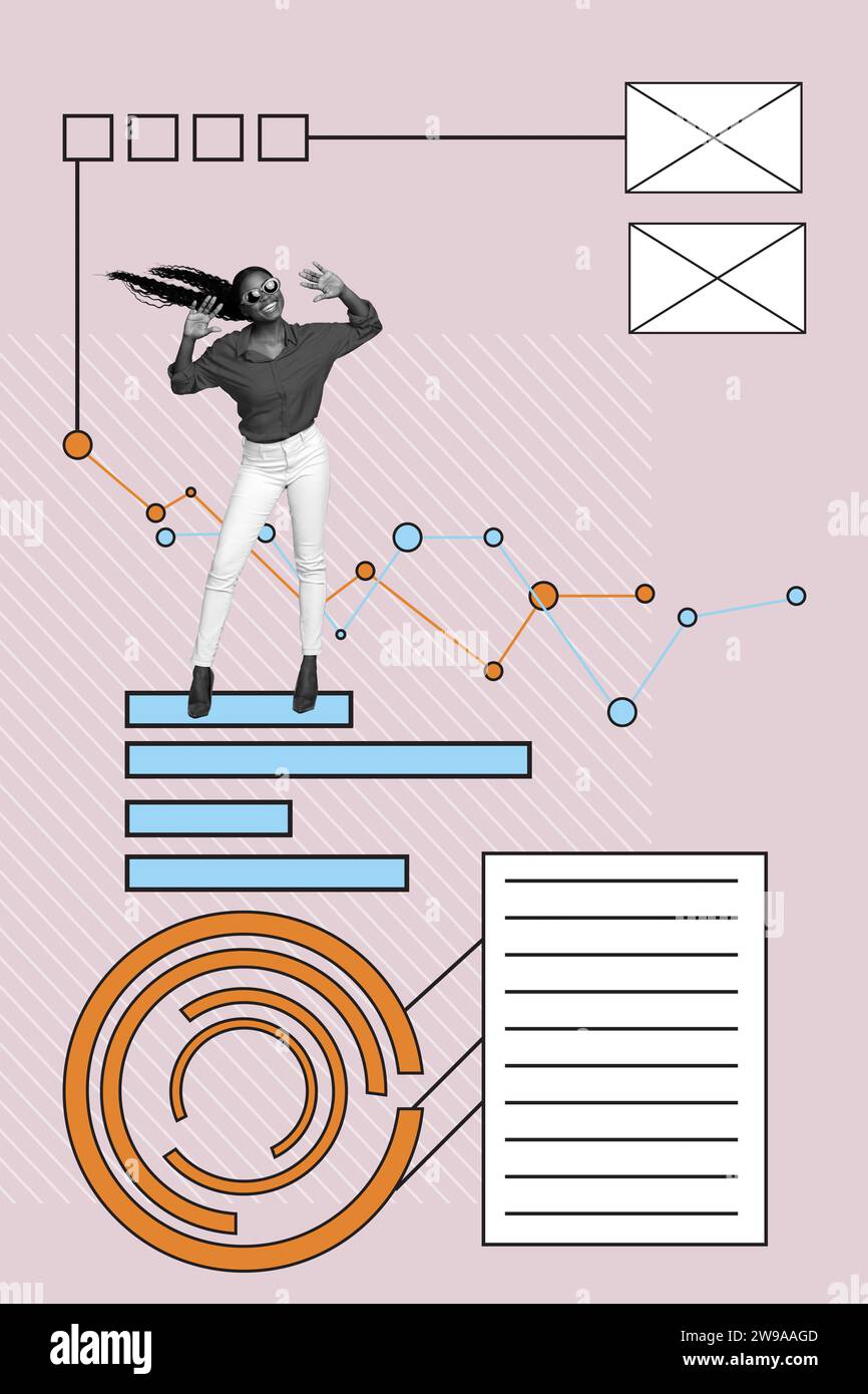 Collage picture illustration monochrome effect happy cheerful positive ...