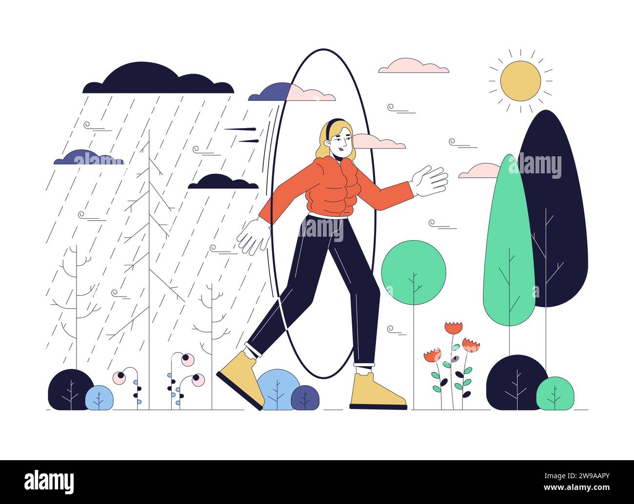 Bipolar disorder 2D linear illustration concept Stock Vector Image ...