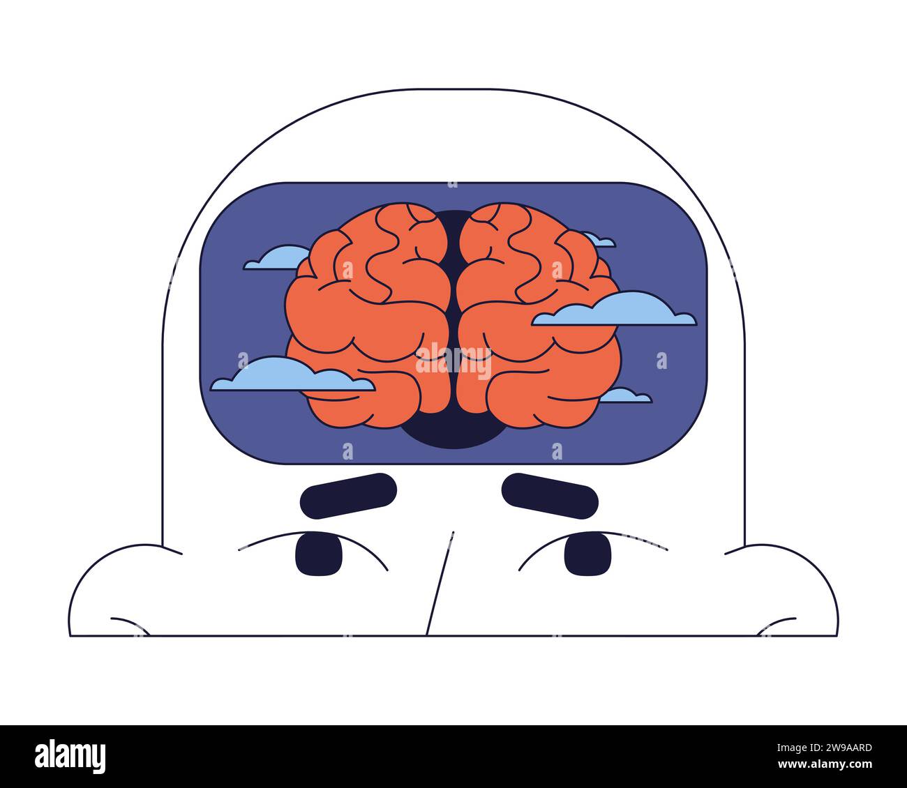 Brain fog 2D linear illustration concept Stock Vector Image & Art - Alamy