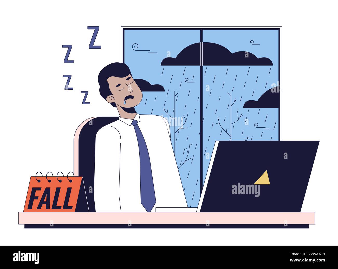 SAD fatigue workplace line cartoon flat illustration Stock Vector Image & Art - Alamy