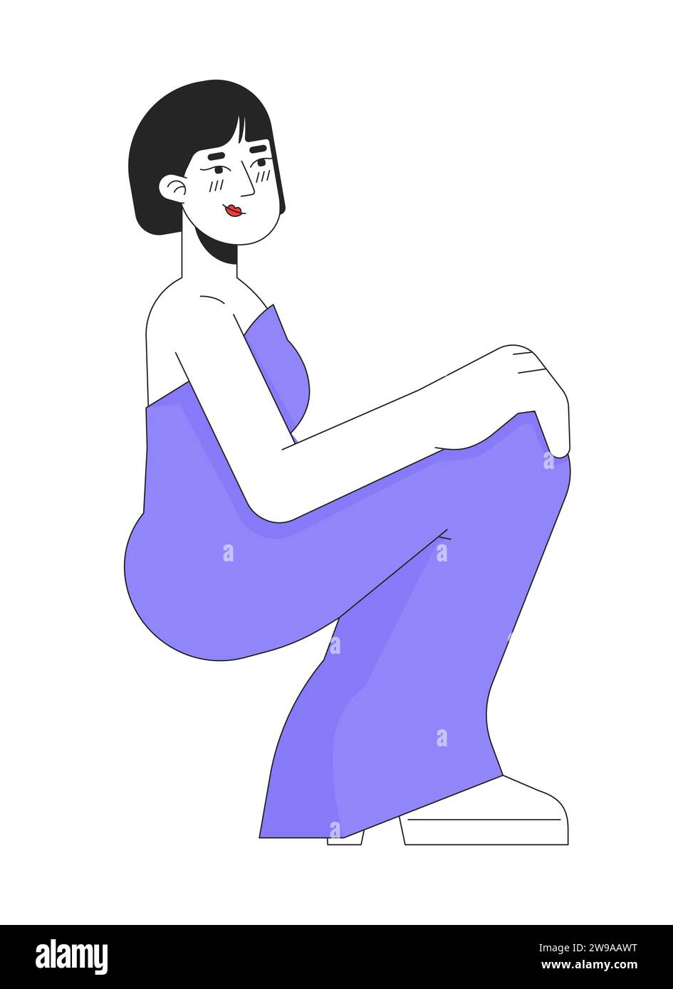 Prom formal dress asian woman 2D linear cartoon character Stock Vector ...