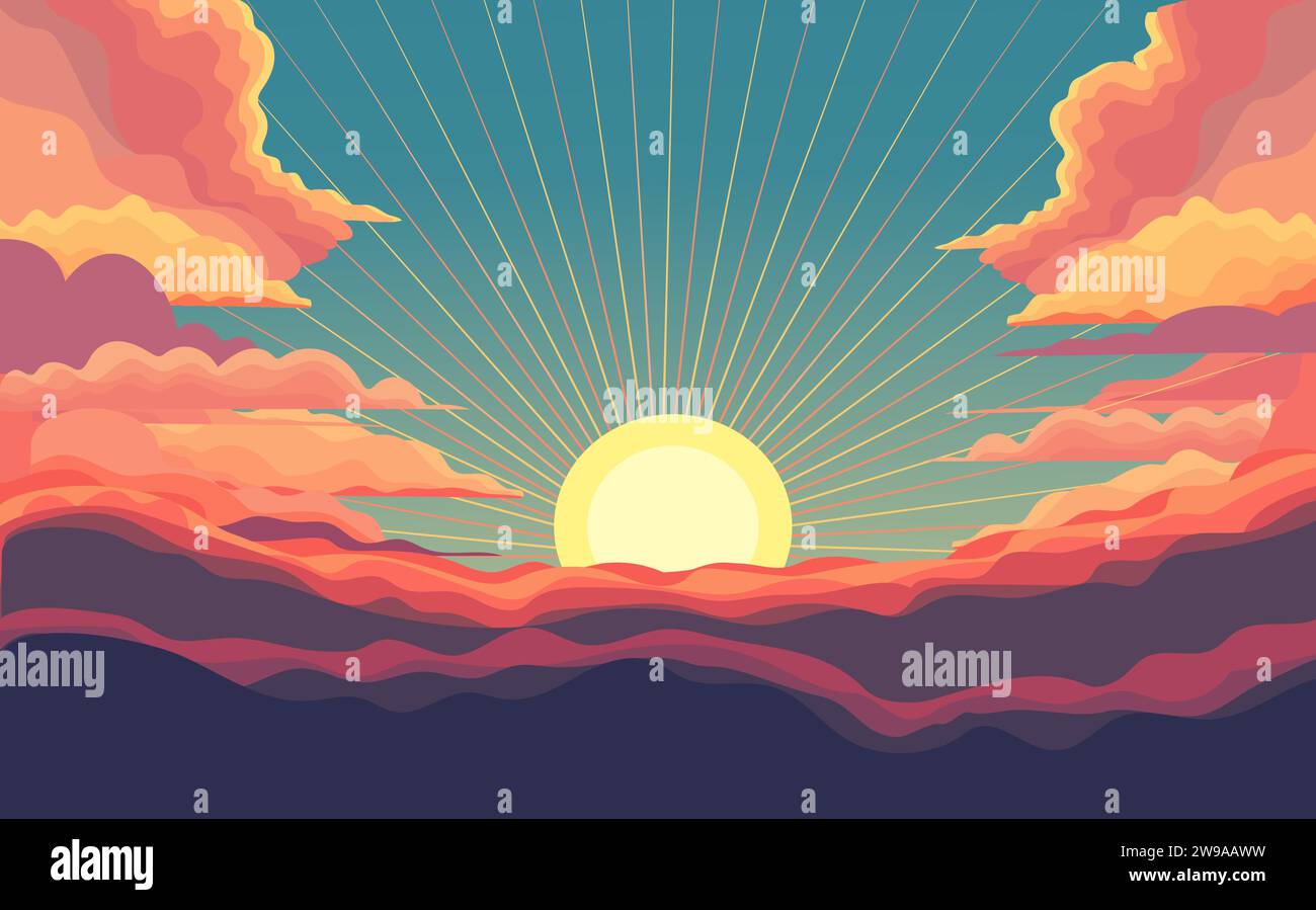 Summer night sky over sea Stock Vector Images - Alamy