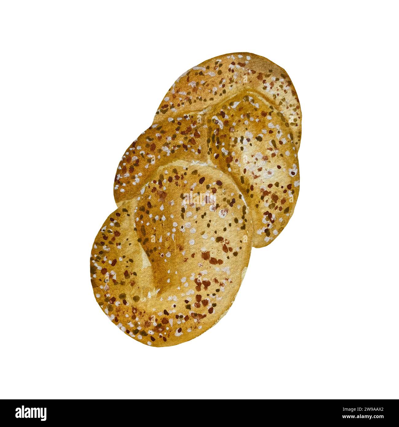 Challah bread hand drawn a watercolor illustration Stock Photo - Alamy