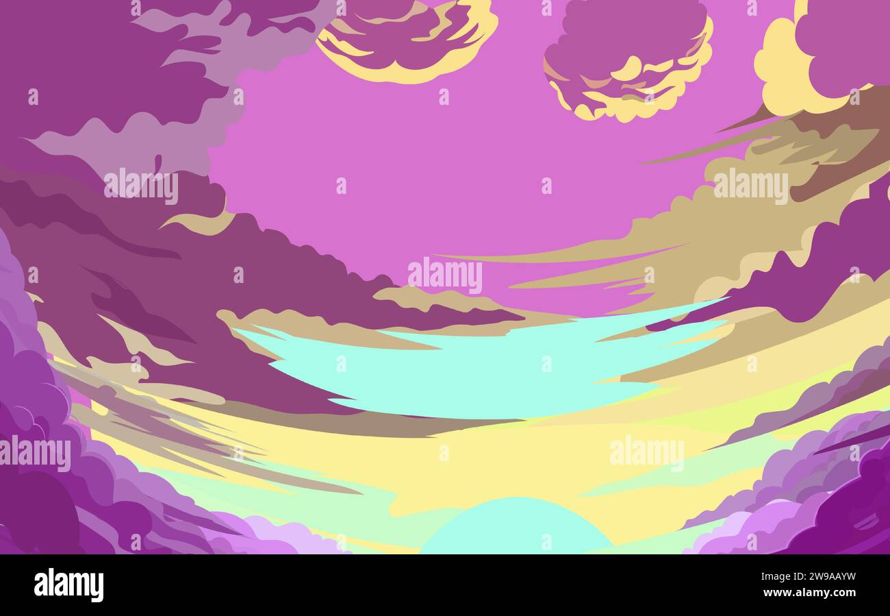 Beautiful cloudy landscape at sunset. Fluffy cumulus clouds flying over ...