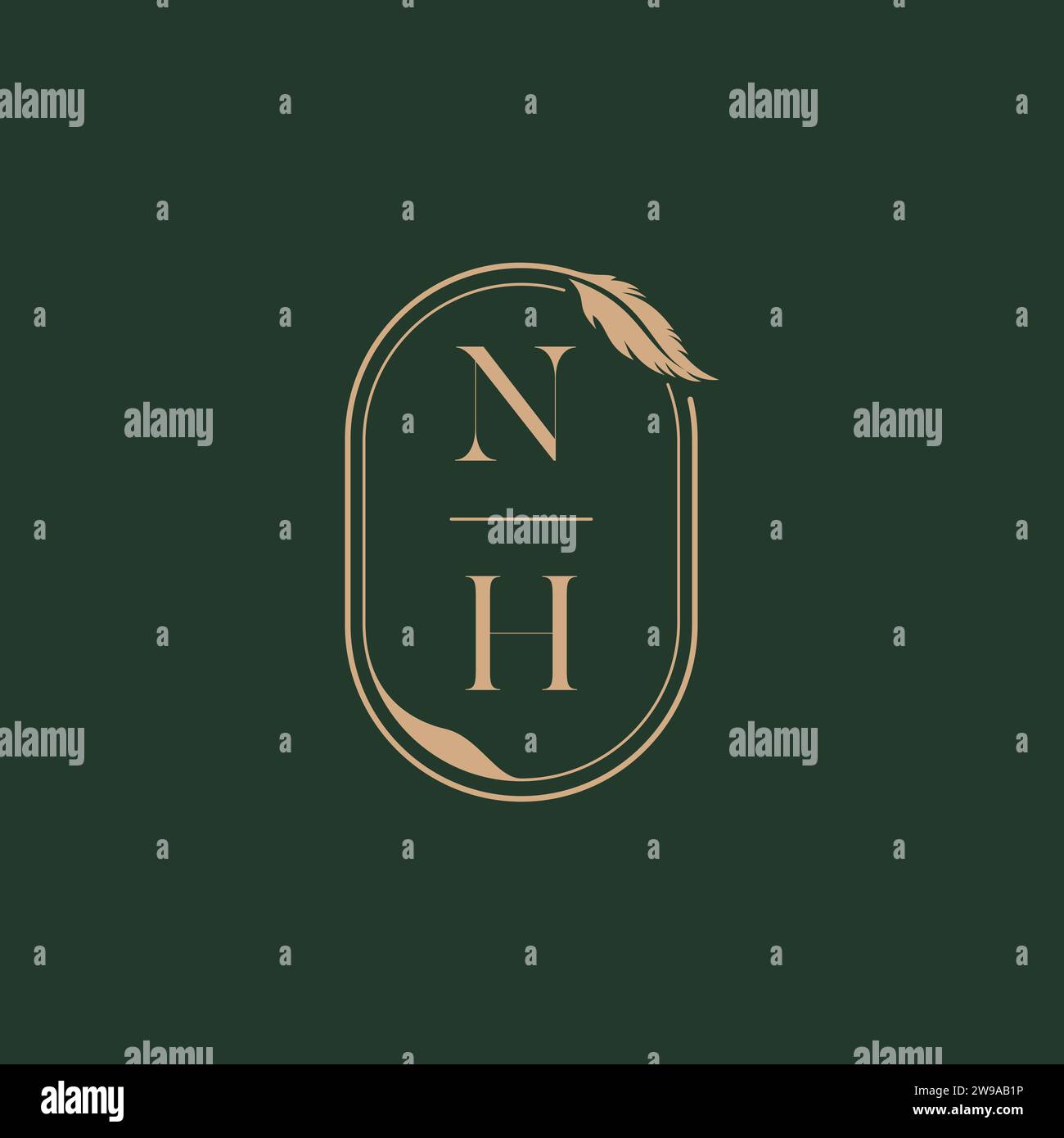 NH feather concept wedding monogram logo design ideas as inspiration ...