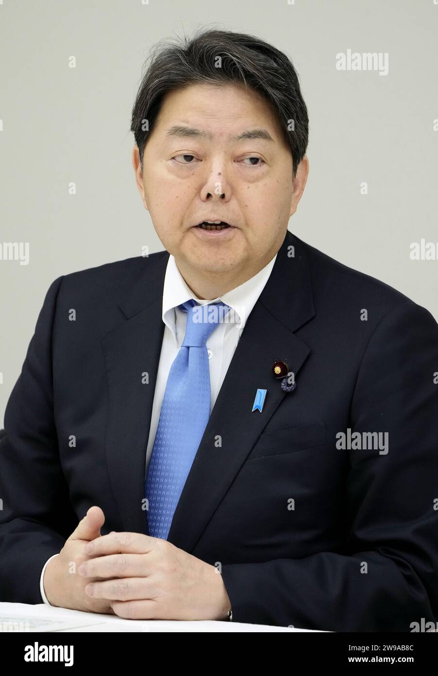 Japanese Chief Cabinet Secretary Yoshimasa Hayashi gives an interview ...