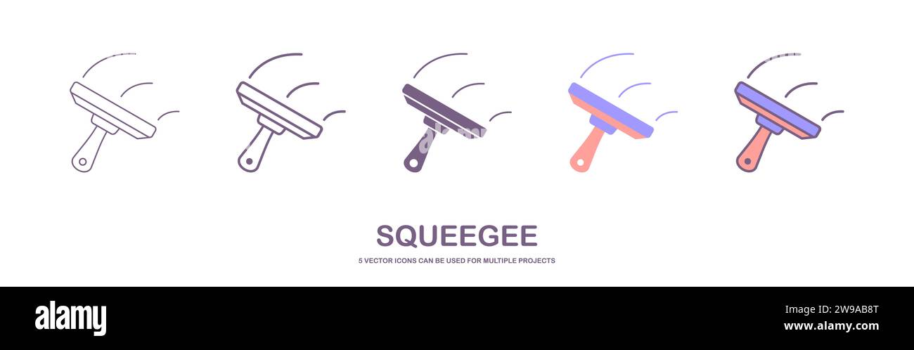 Squeegee outline icon vector illustration. Line hand drawn cleaning ...