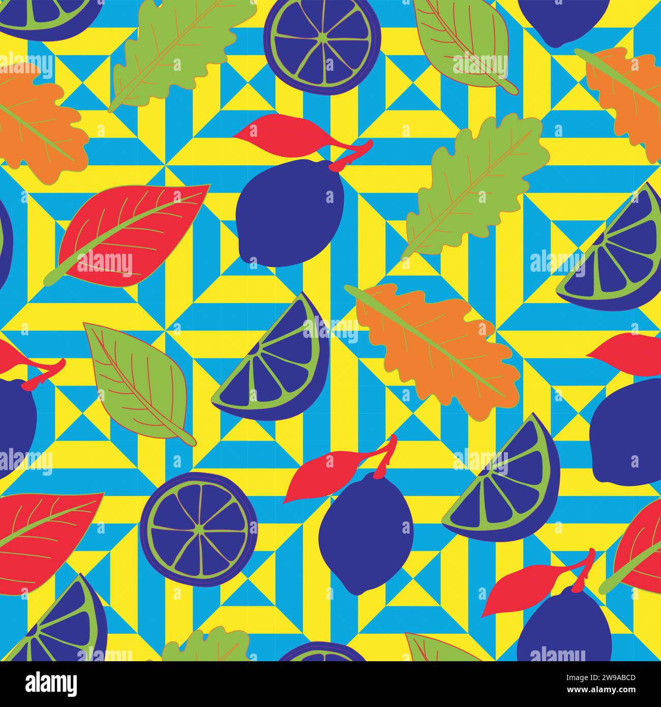 Tropical seamless pattern with lemons. Fruit repeated background ...