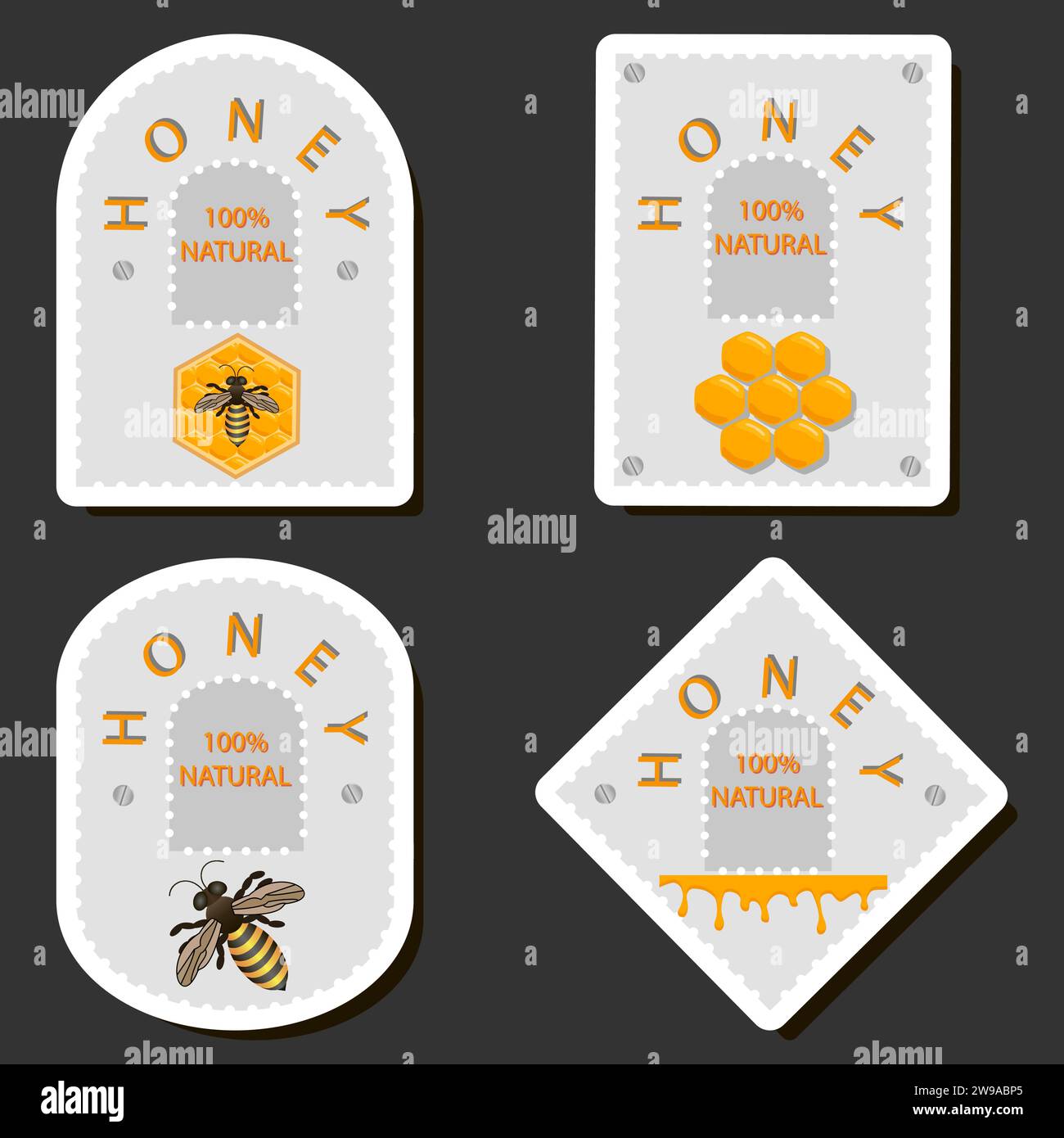 Illustration on theme for label of sugary flowing down honey in ...