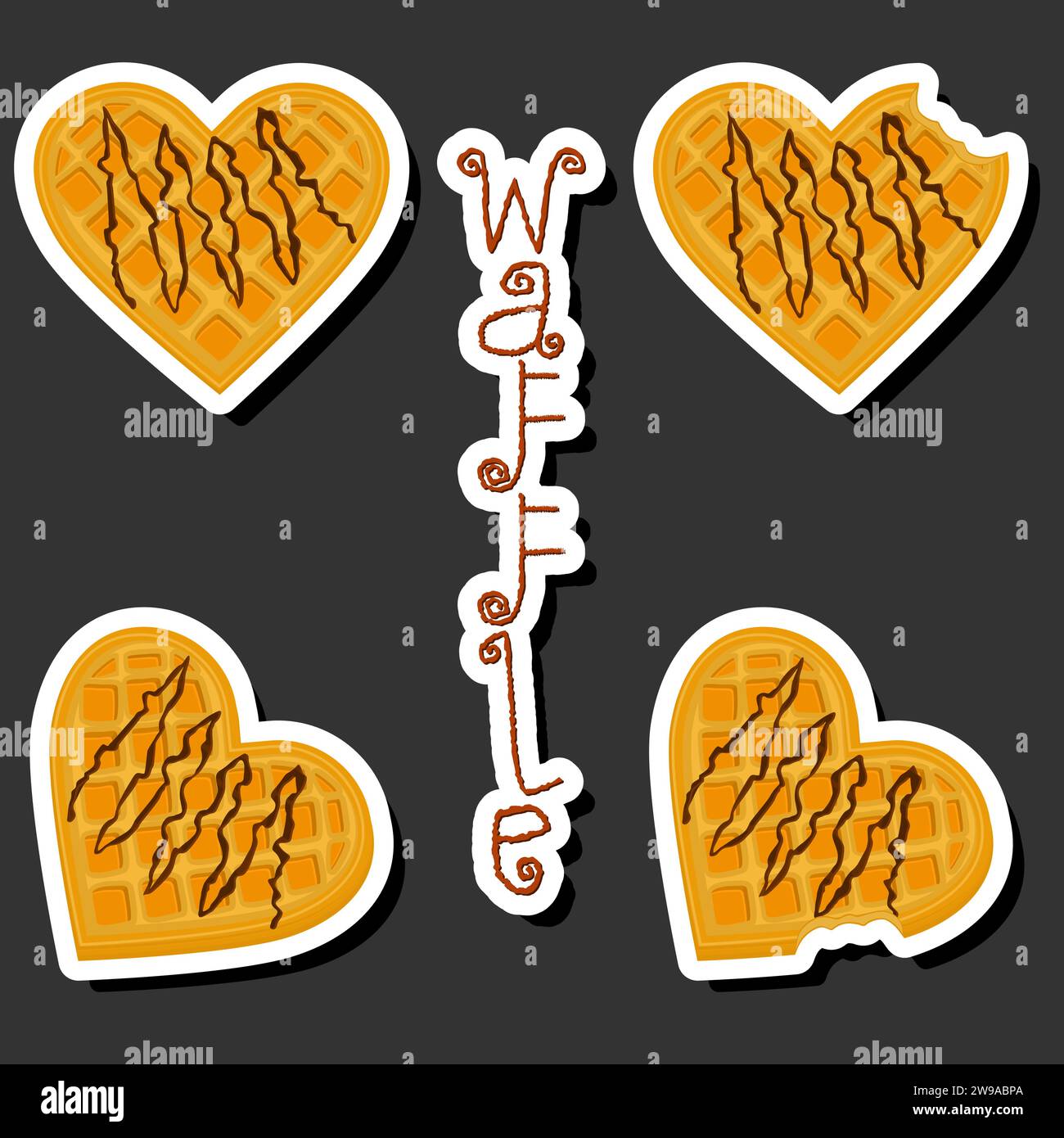 Illustration on theme big kit different types biscuit waffle with cell ...