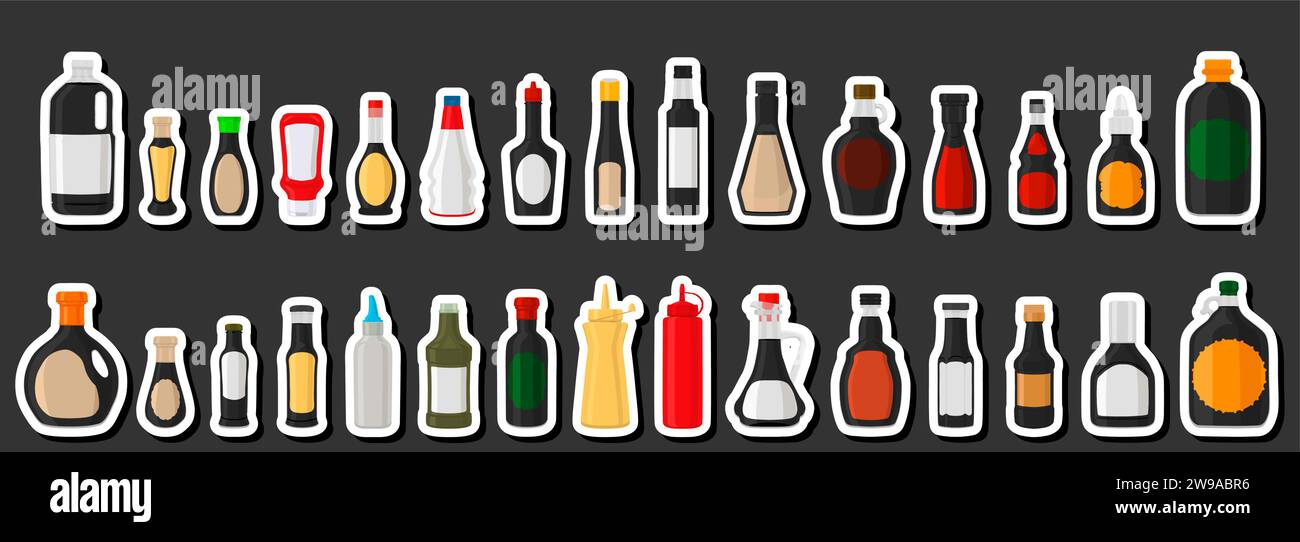 Illustration on theme big kit varied glass bottles filled liquid soy ...