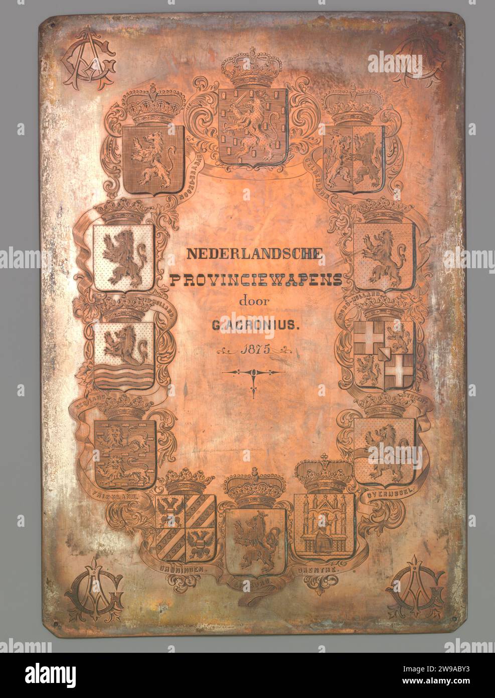 Title page for the Dutch Provinces Taps, 1875 copper (metal) engraving ...