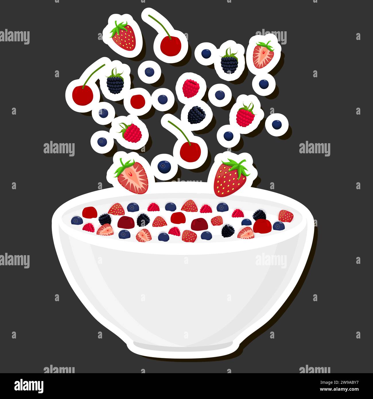 Illustration on theme big set different types dessert sweet milk cereal ...
