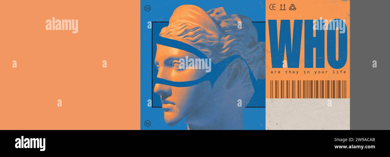 Philosophical quotation and cracked antique statue bust. Psychology ...