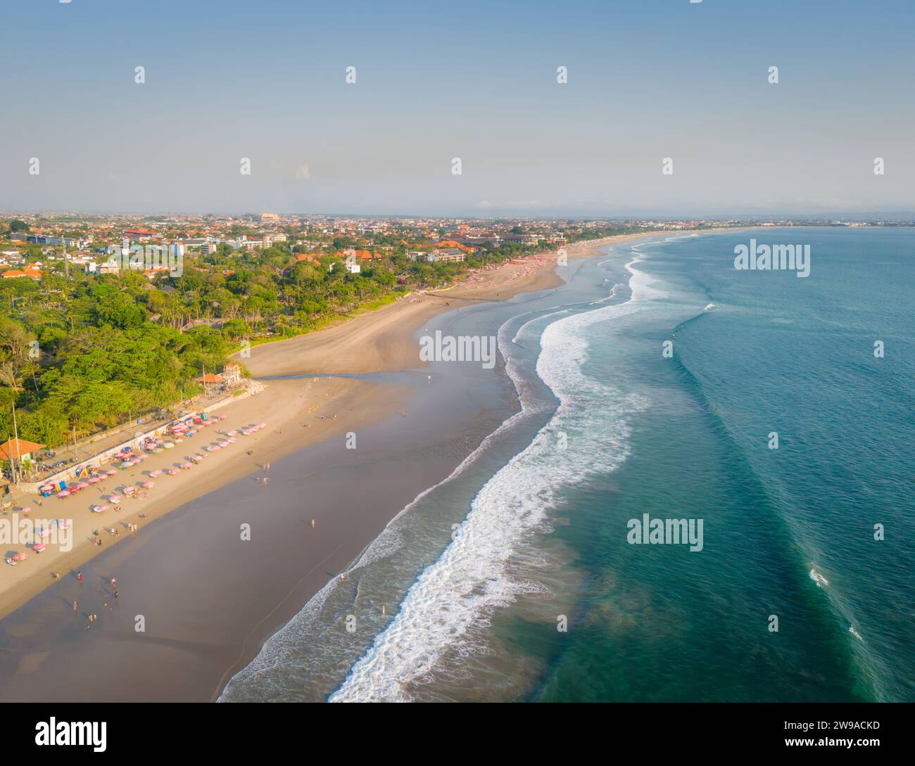 Aerial view of Seminyak beach coastline. The famous and luxury Kuta ...