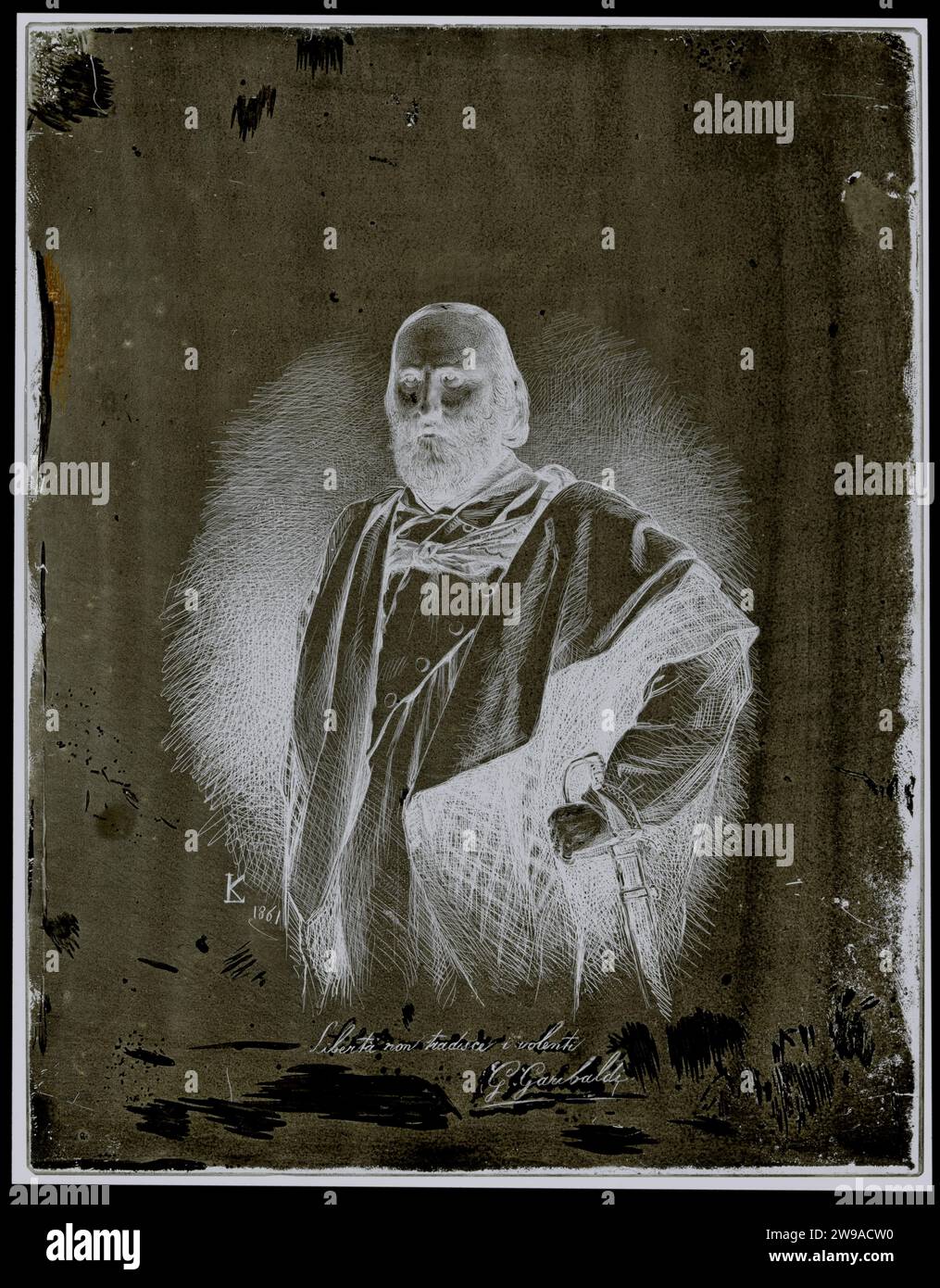 Reproduction of a photographed portrait of Giuseppe Garibaldi, Laurens ...