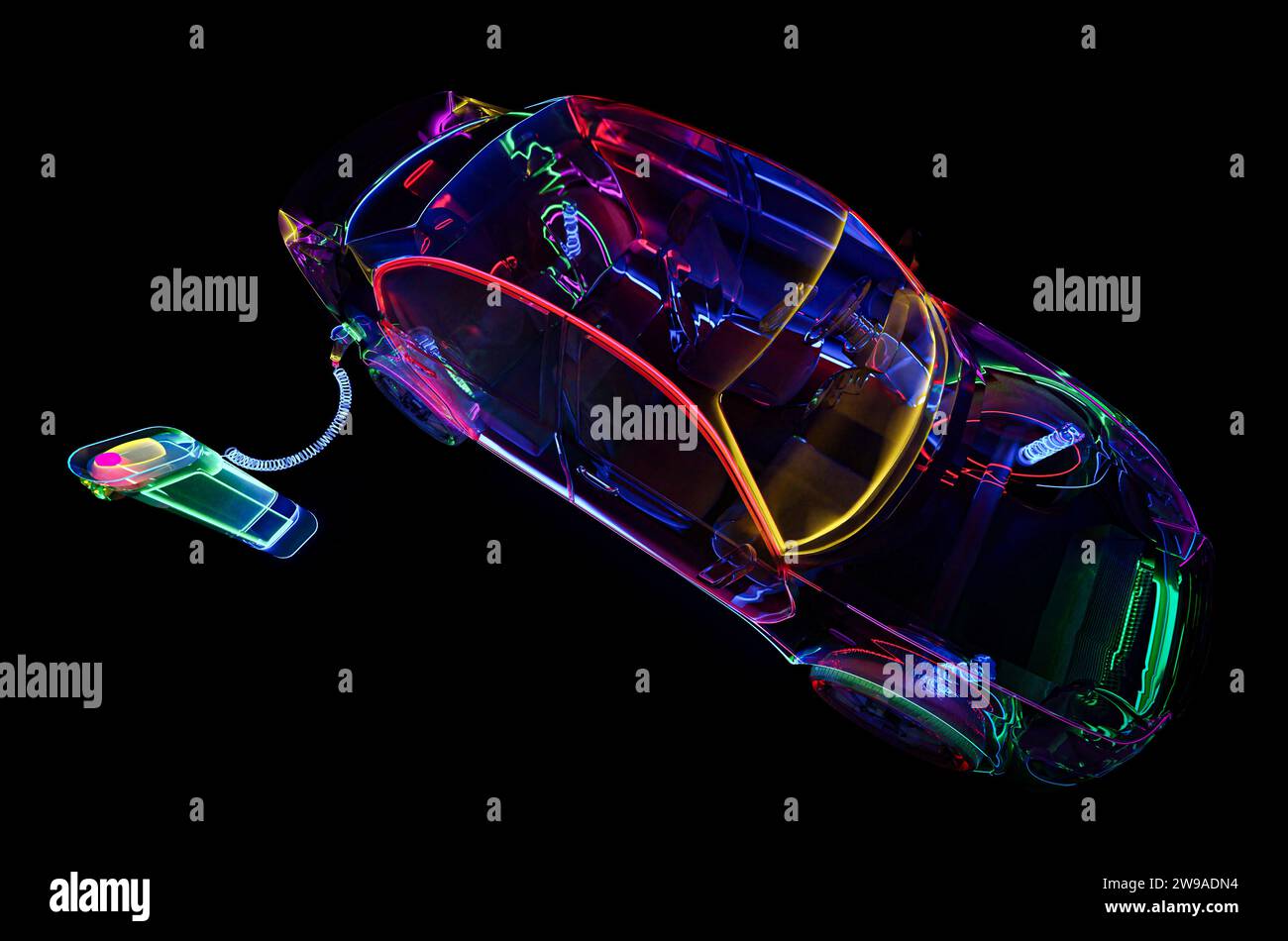Glass Glowing Electric Car Charging Stock Photo - Alamy