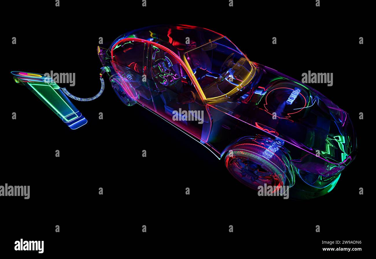 Glass Glowing Electric Car Charging Stock Photo - Alamy
