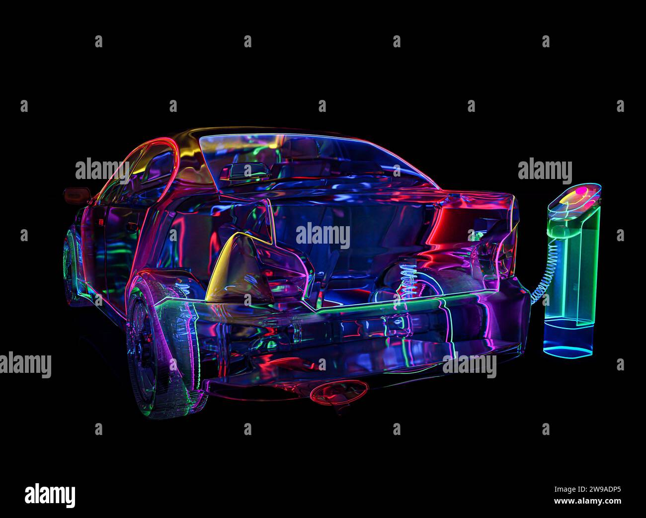 Glass Glowing Electric Car Charging Stock Photo - Alamy
