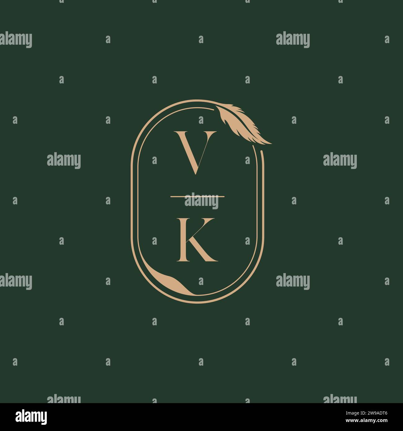 VK feather concept wedding monogram logo design ideas as inspiration ...