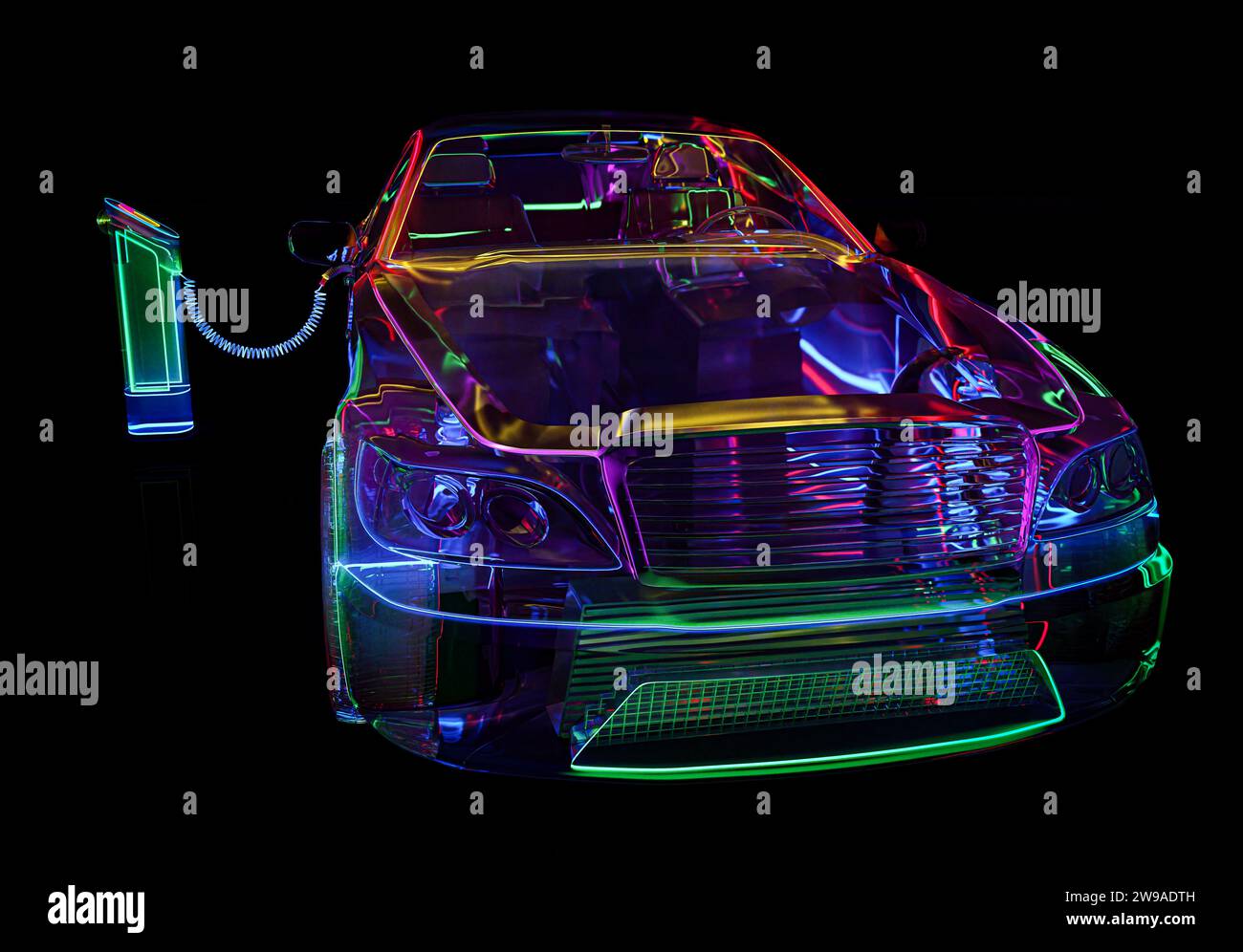 Glass Glowing Electric Car Charging Stock Photo - Alamy