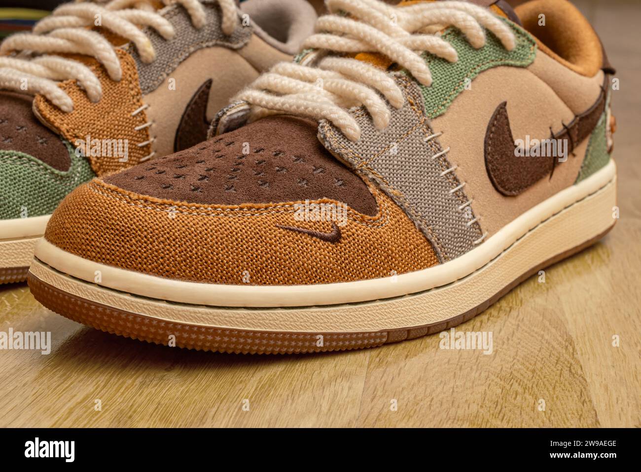 Izhevsk, Russia - December 14 2023: Stylish Nike Air Jordan Low Voodoo ...