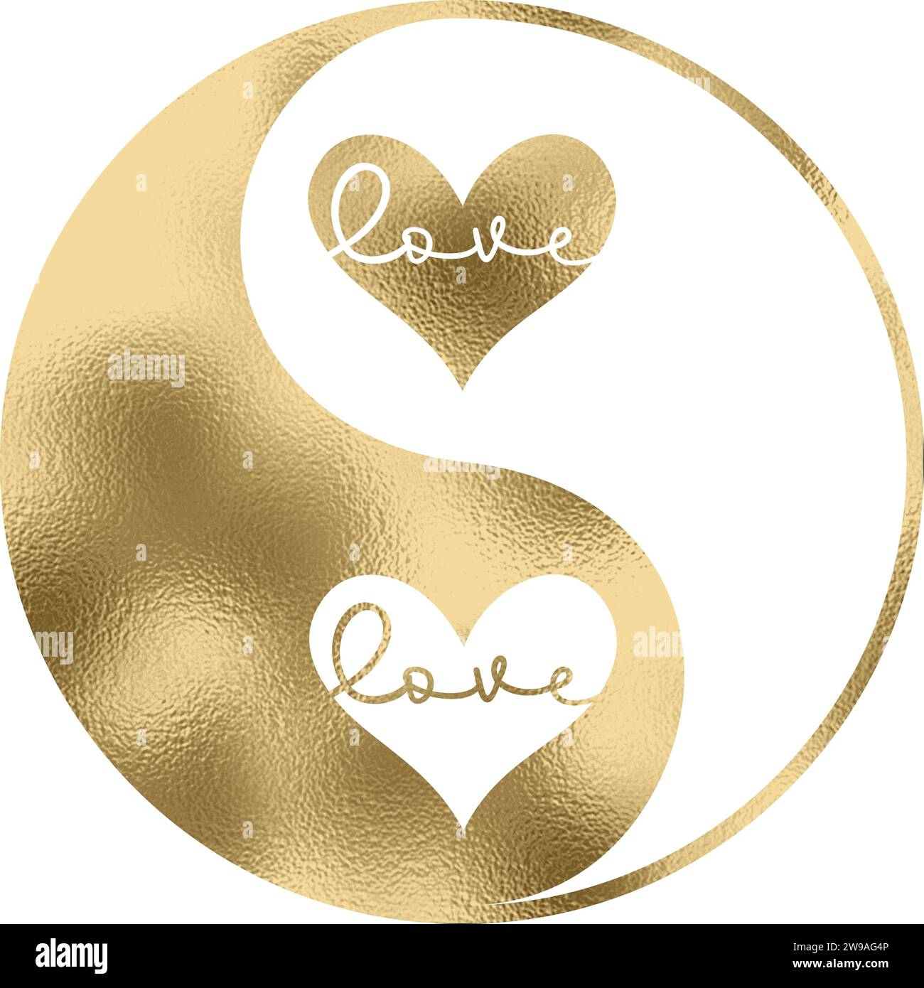 yin yang with heart in gold with transparent background Stock Vector ...