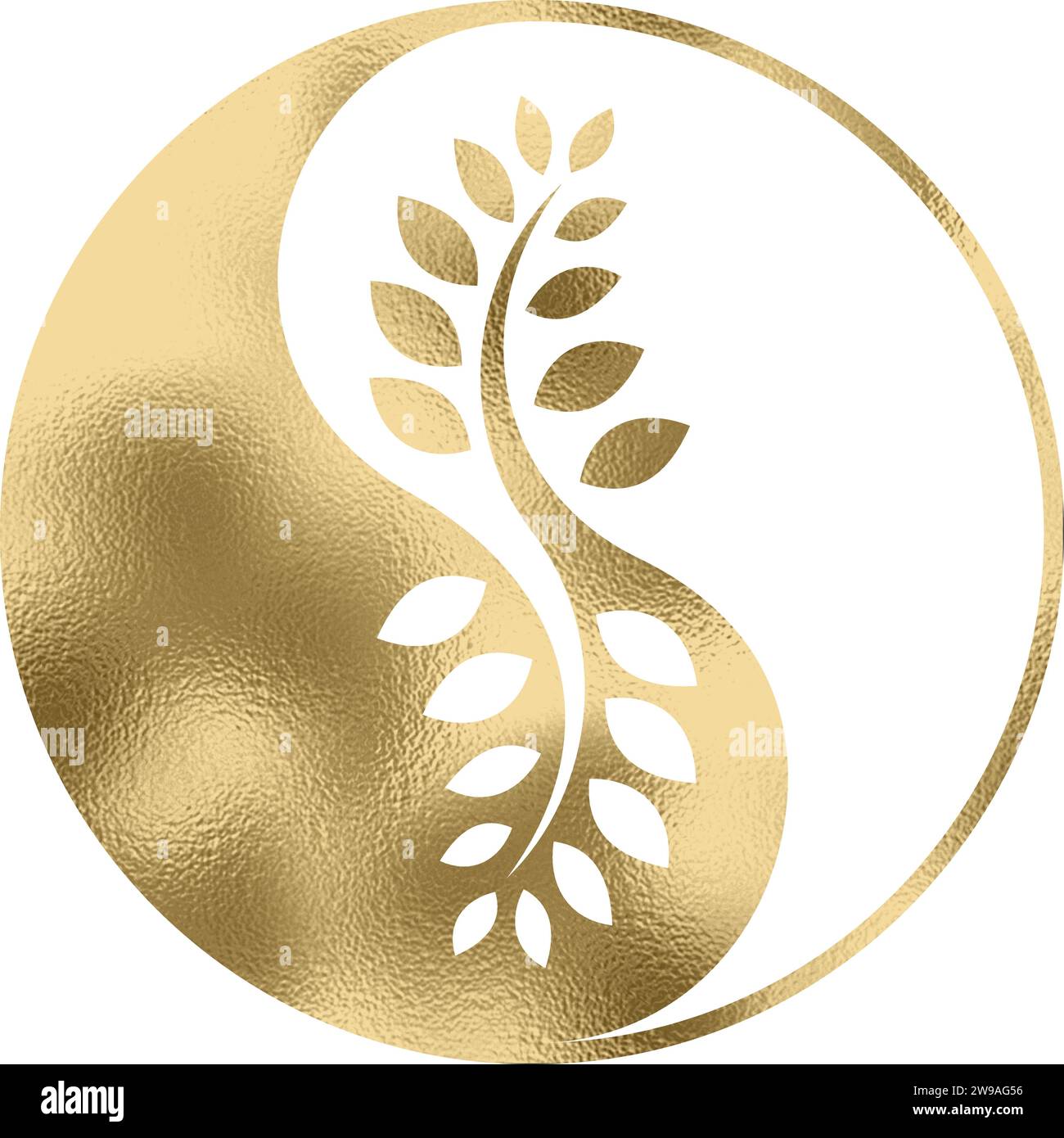 yin yang with plant in gold with transparent background Stock Vector ...