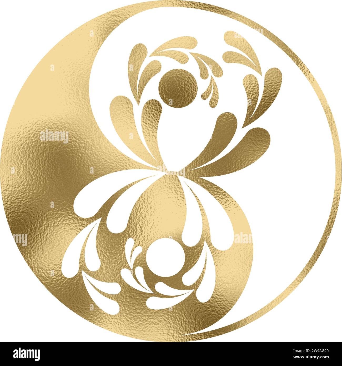 yin yang with plant in gold with transparent background Stock Vector ...