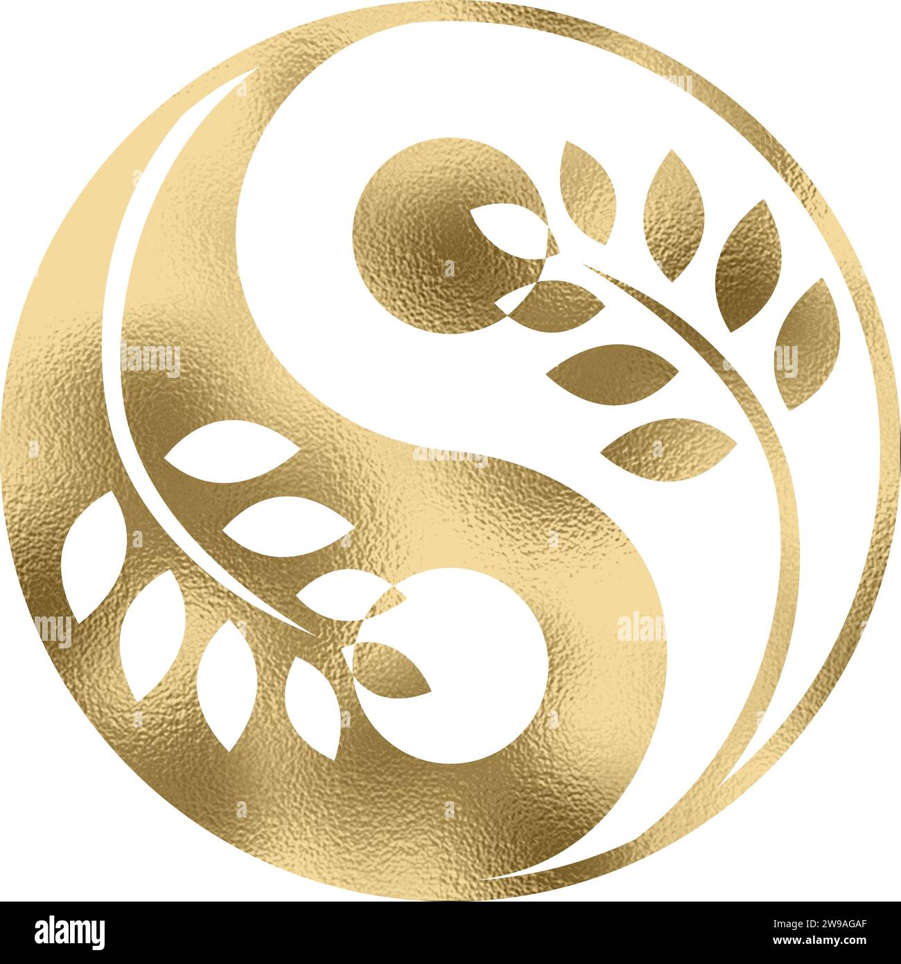 yin yang with plant in gold with transparent background Stock Vector ...