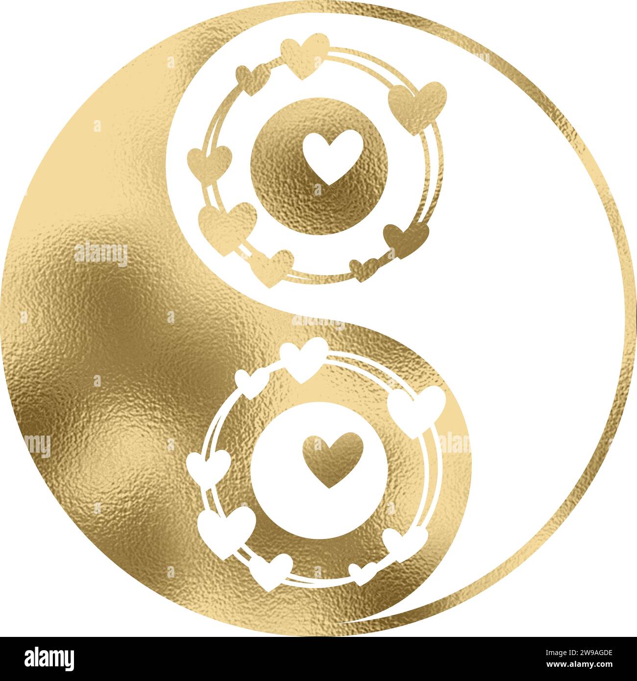 yin yang with heart in gold with transparent background Stock Vector ...