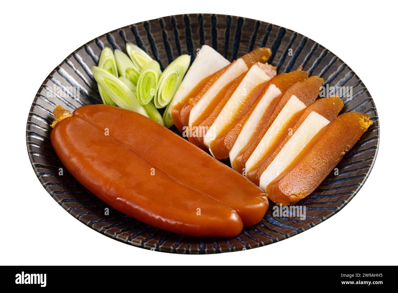 Delicious fresh mullet roe isolated on white background with white ...