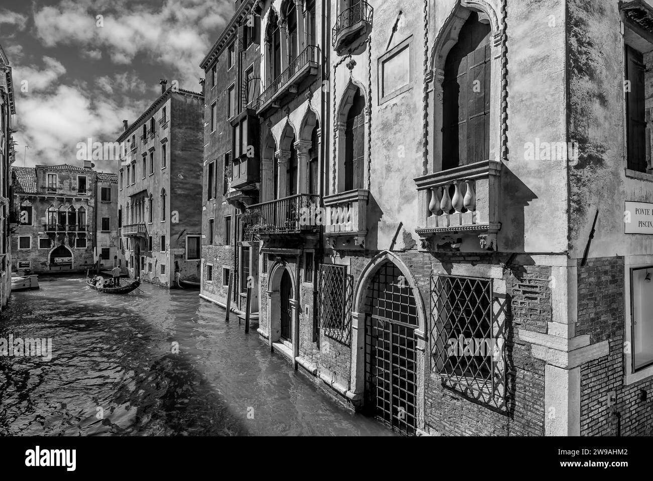 Black and white glimpse of the San Marco district on the Rio dei ...