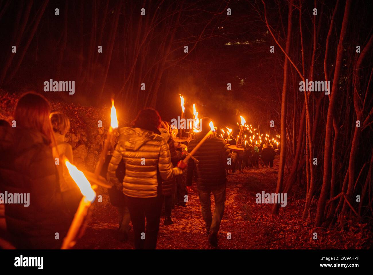 Serina Italy December 24 2024: Torchlight procession awaiting Christmas ...