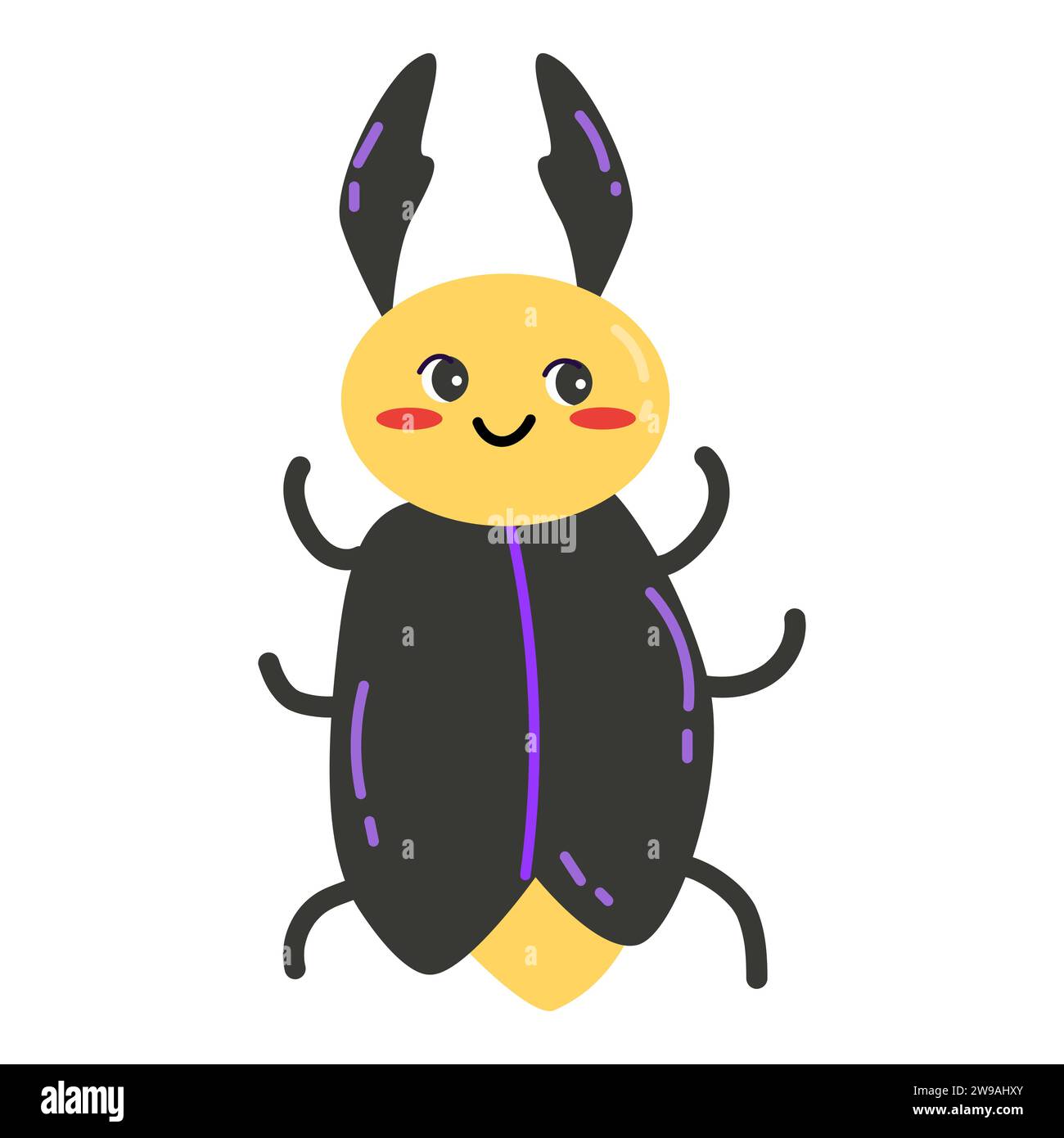 cute cartoon character - beetle with black wing. Vector illustration ...