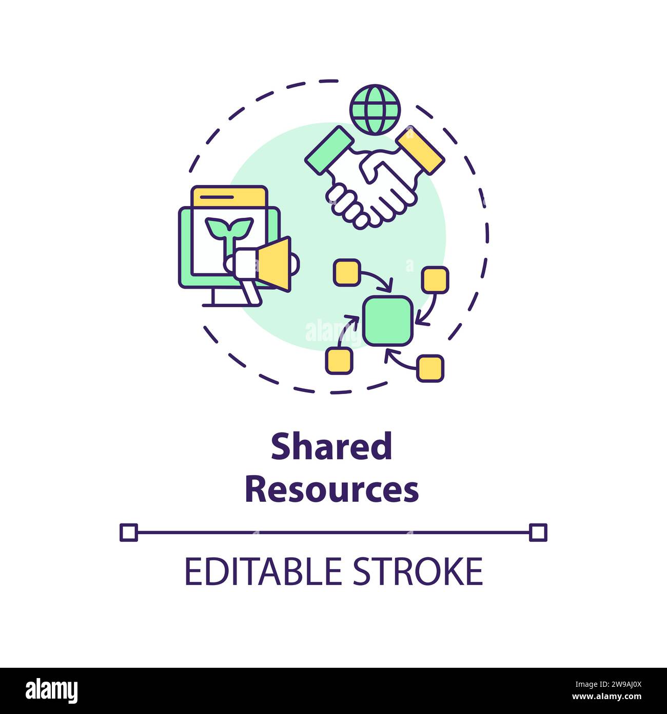 Thin line creative colorful shared resources icon concept Stock Vector Image & Art - Alamy