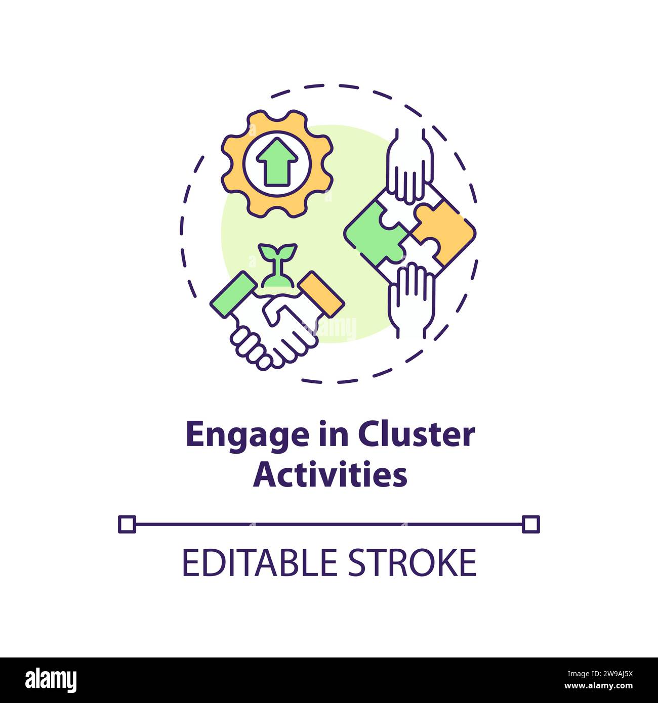 Thin line colorful engage in cluster activities icon concept Stock Vector Image & Art - Alamy